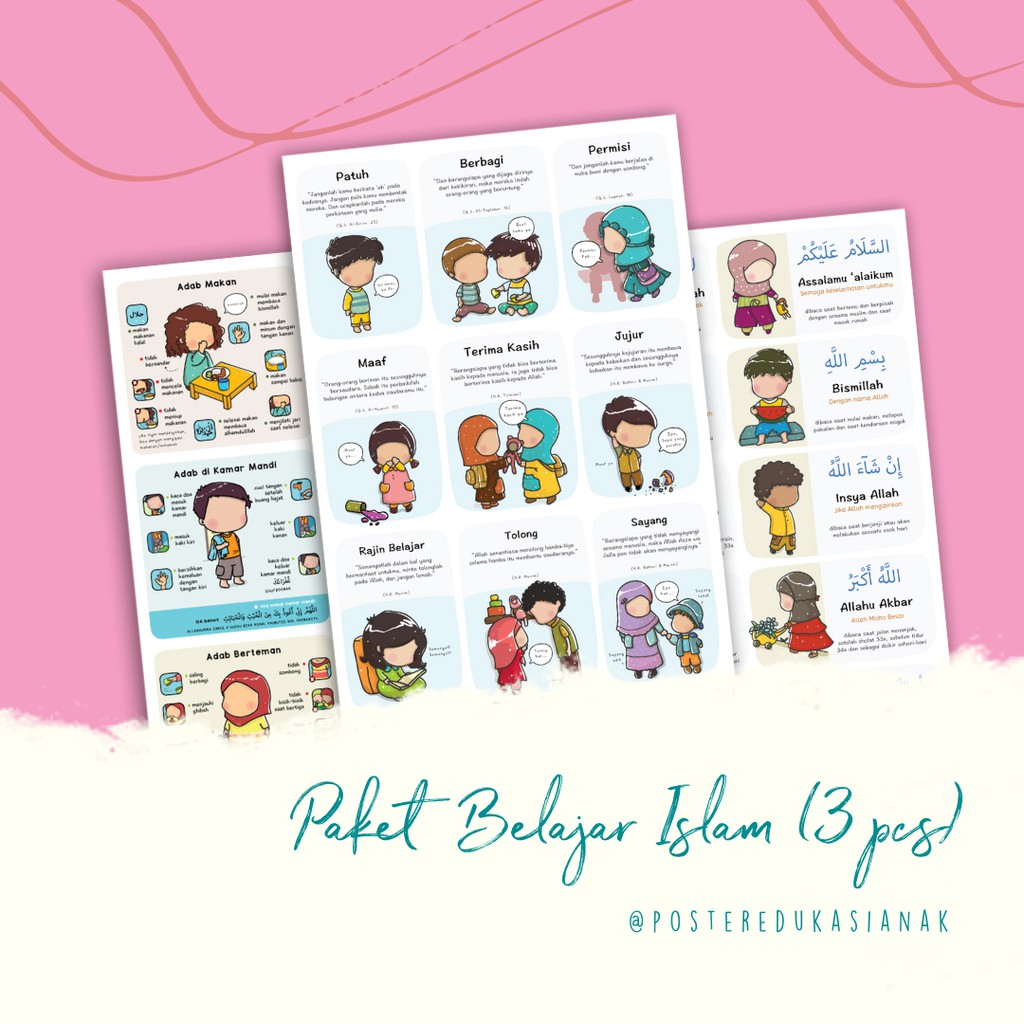 Jual Paket Poster Anak Media Edukasi Islam - Belajar Adab Islami ...