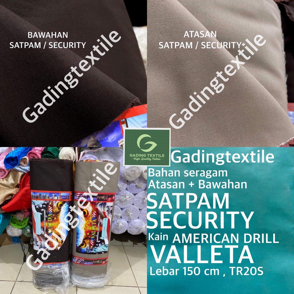 Jual ( per 1 roll ) bahan seragam SATPAM SECURITY POLISI kain twill american drill VALLETA lebar ...