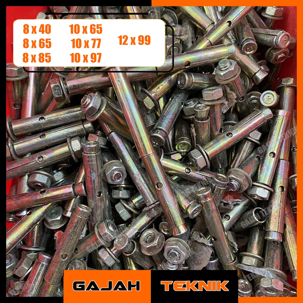 Jual Dynabolt Wowo Baut Beton Tanam Anchor Bolt 8 10 12 mm | Shopee ...