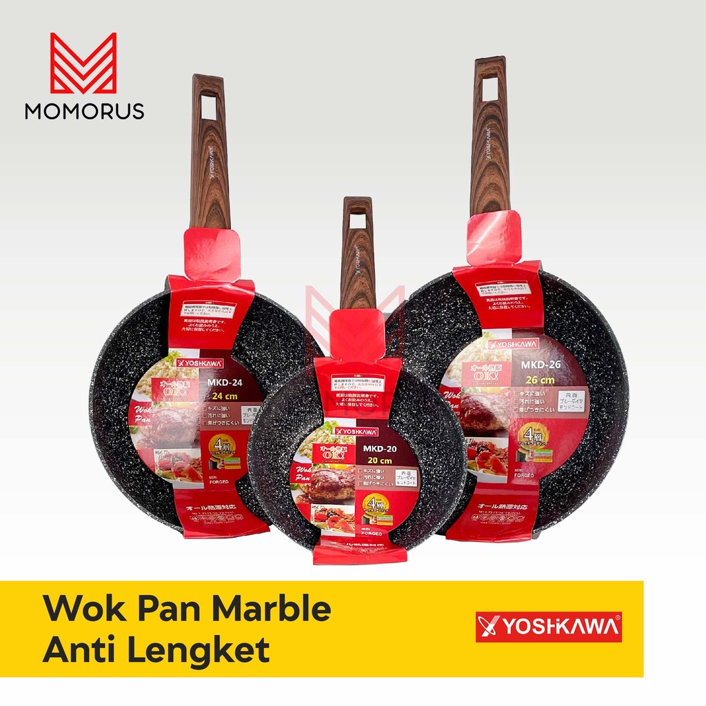 Jual Yoshikawa Wok Pan Ceramic Marble Induksi Model Dalam Anti Lengket YOSHIKAWA WOK PAN DALAM ...
