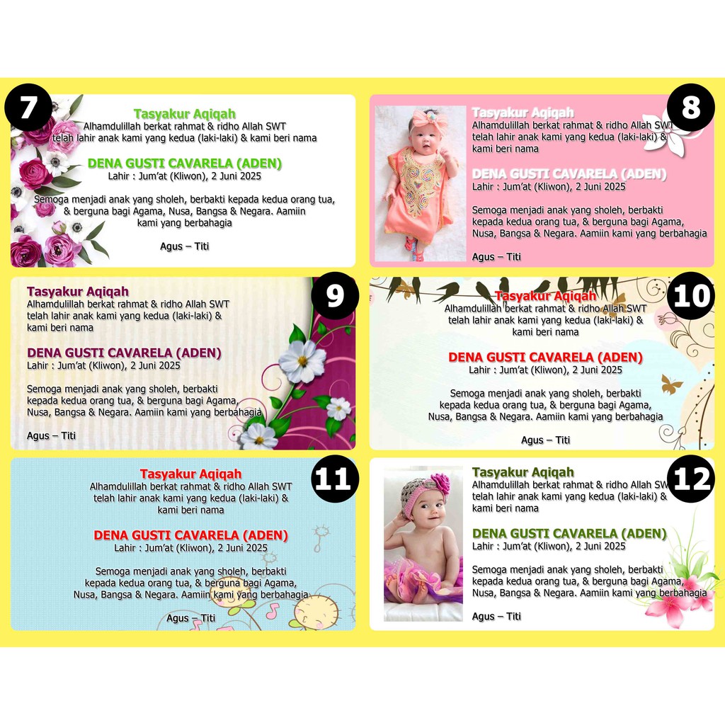 Jual sticker aqiqah nasi box ucapan label t&j 101 motif karakter NO2 ...