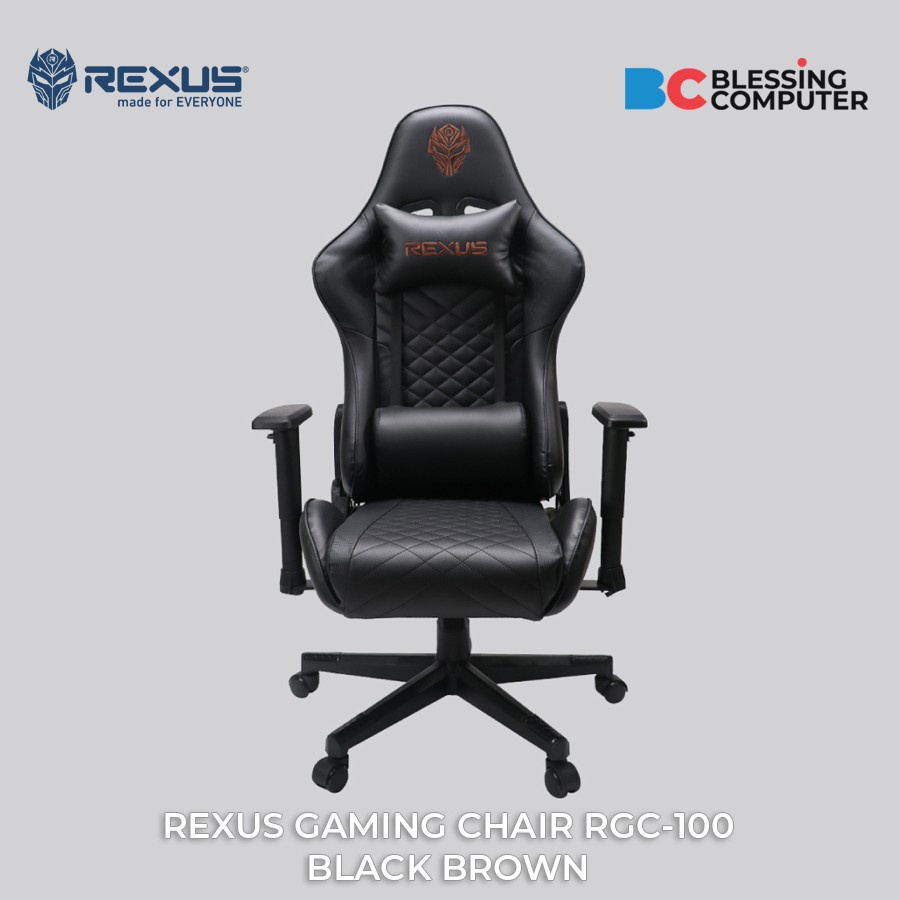 Jual REXUS GAMING CHAIR RGC 100 BLACK BROWN ARMREST 2D / Kursi Gaming ...