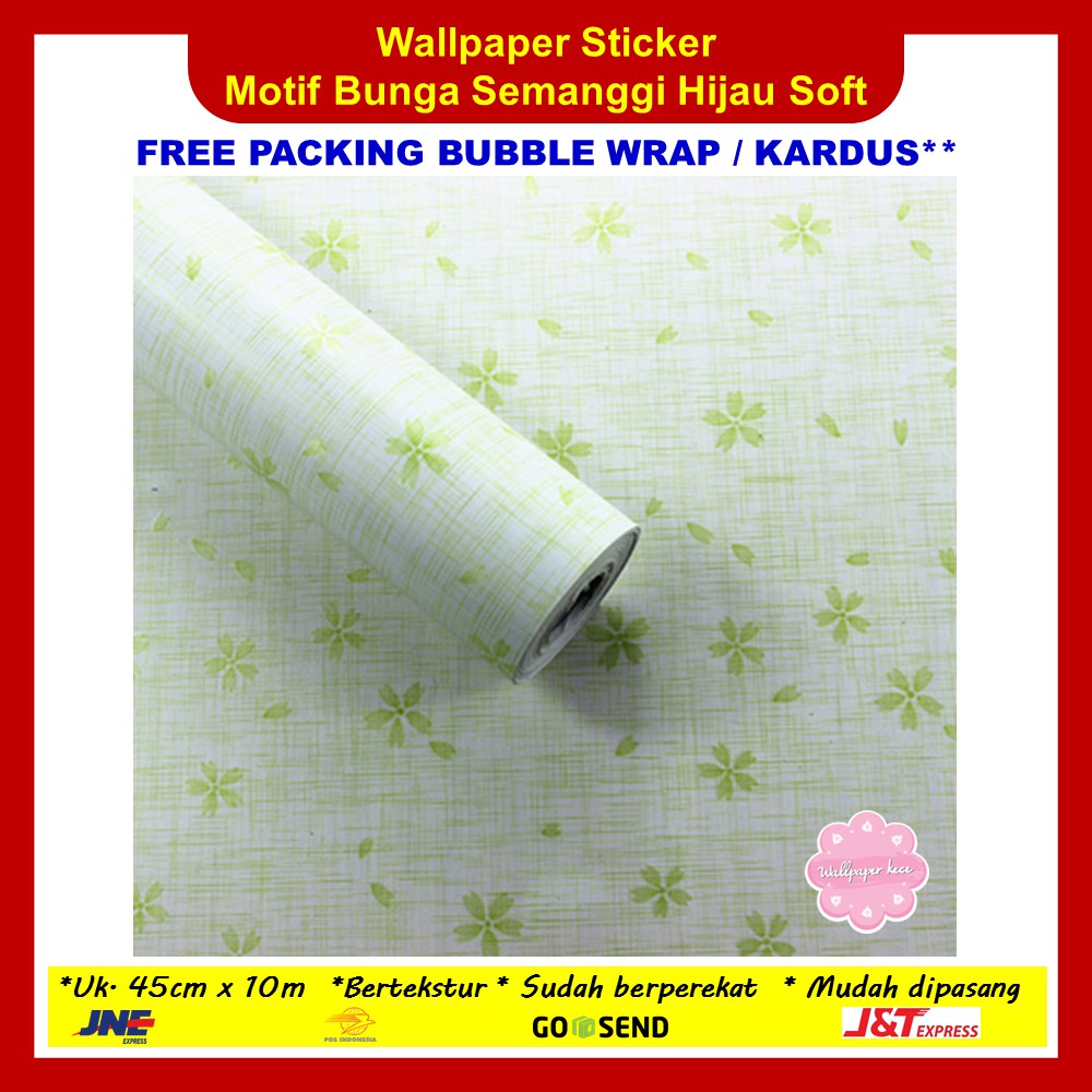 Jual Wallpaper Sticker Dinding Bunga Semanggi Hijau Soft Walpaper ...
