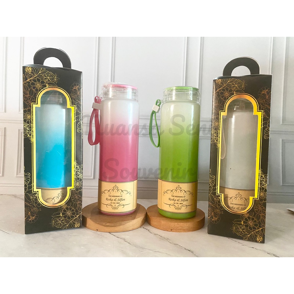 Jual Souvenir Botol Kaca Rainbow Botol Slim Warna Tutup Karet Botol ...