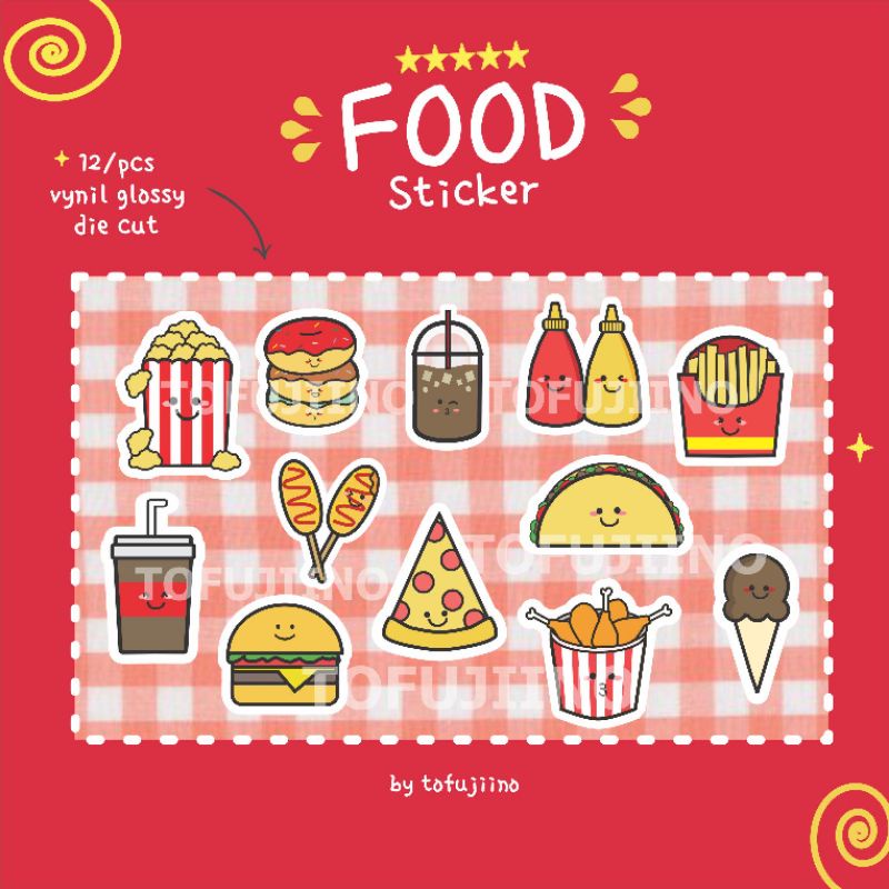 Jual stiker tema food by tofujiino | Shopee Indonesia