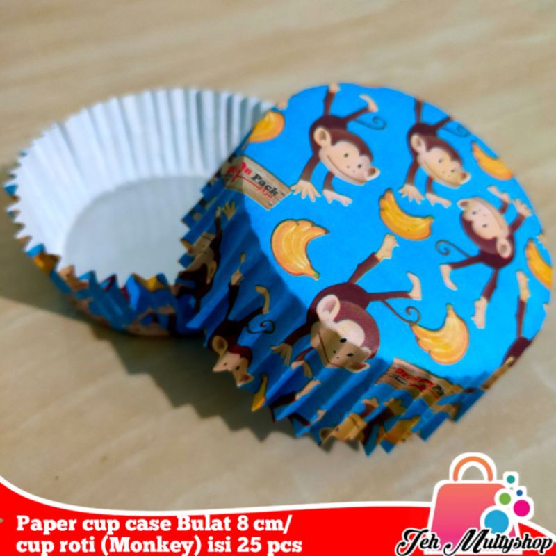 Jual Paper cup case Bulat 8 cm/cup roti (Monkey) isi 25 pcs | Shopee ...