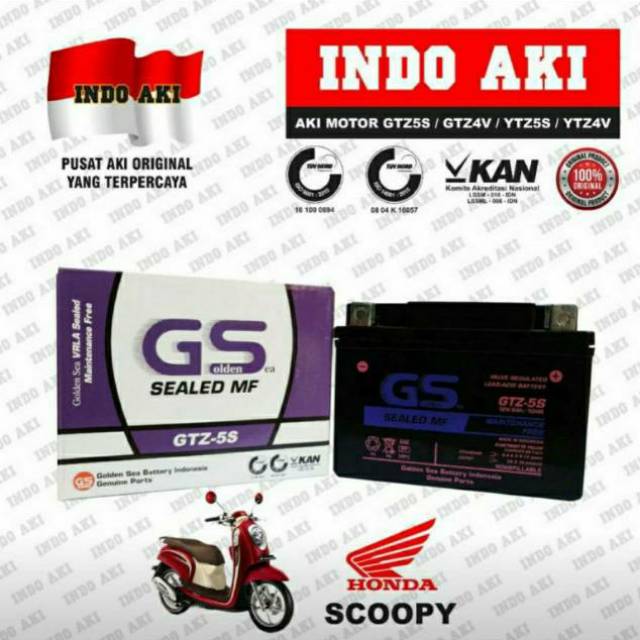 Jual Aki Motor Honda Scoopy GTZ5 GTZ5S GTZ 5S Golden Sea Accu Kering MF ...