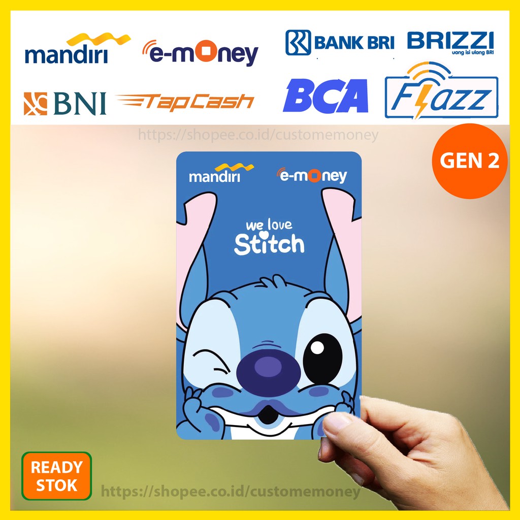 Jual Emoney We Love Stitch Anime 3 Etoll E-Money Mandiri Flazz GEN 2 ...