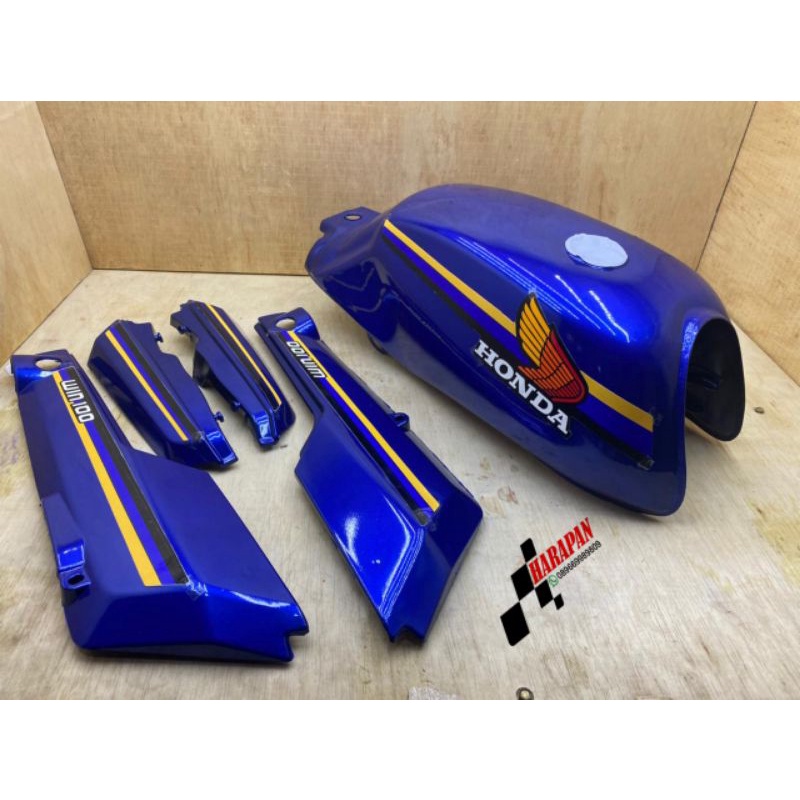 Jual paket hemat tangki honda win 100 warna Biru set box aki win cover ...