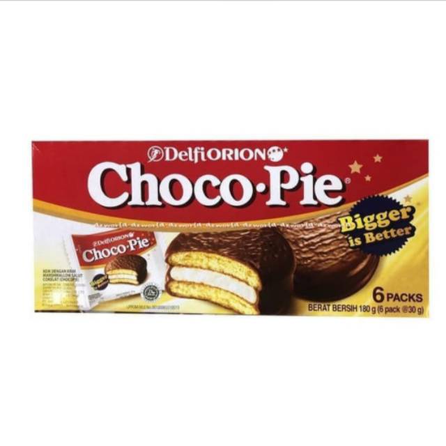 Jual DELFI ORION CHOCO PIE bigger 180gr isi 6 Pack | Shopee Indonesia