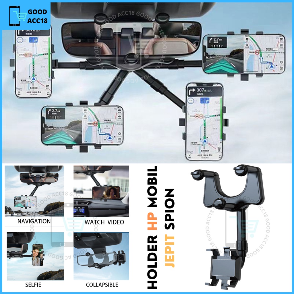 Jual Holder hp mobil NB59 Tempat handphone fleksibel jepit kaca spion ...