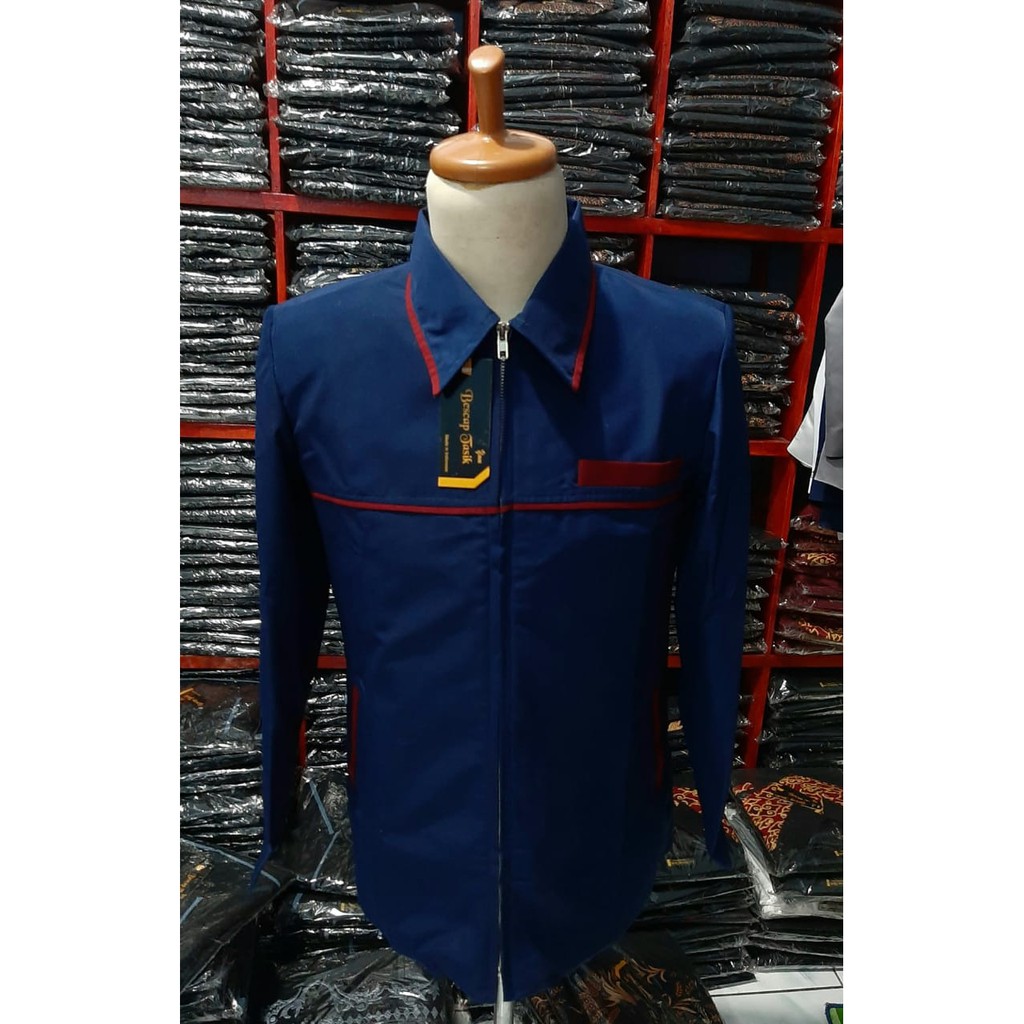 Jual Jasket Biru Strip Merah Model Terbaru | Shopee Indonesia