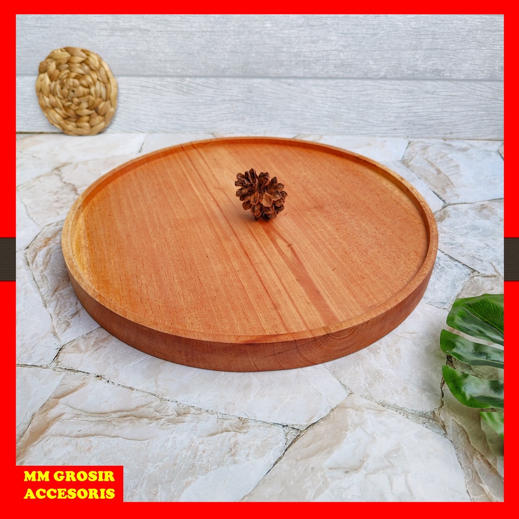 Jual Piring Nampan Bulat Kayu Mahoni 30 Cm Berkualitas | Shopee Indonesia