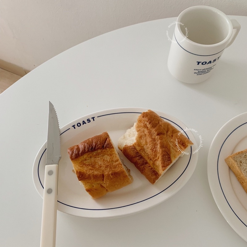 Jual [MINIHOME] Toast Plate Glass Piring Oval Gelas Aesthetic Korean ...