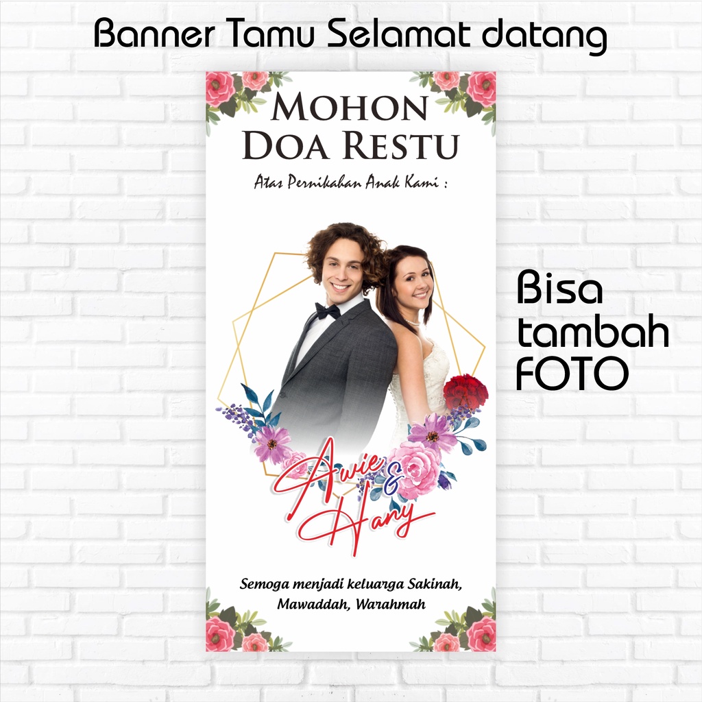 Jual banner nikah sugeng rawuh selamat datang mohon doa restu pernikahan / khitan backdrop ...