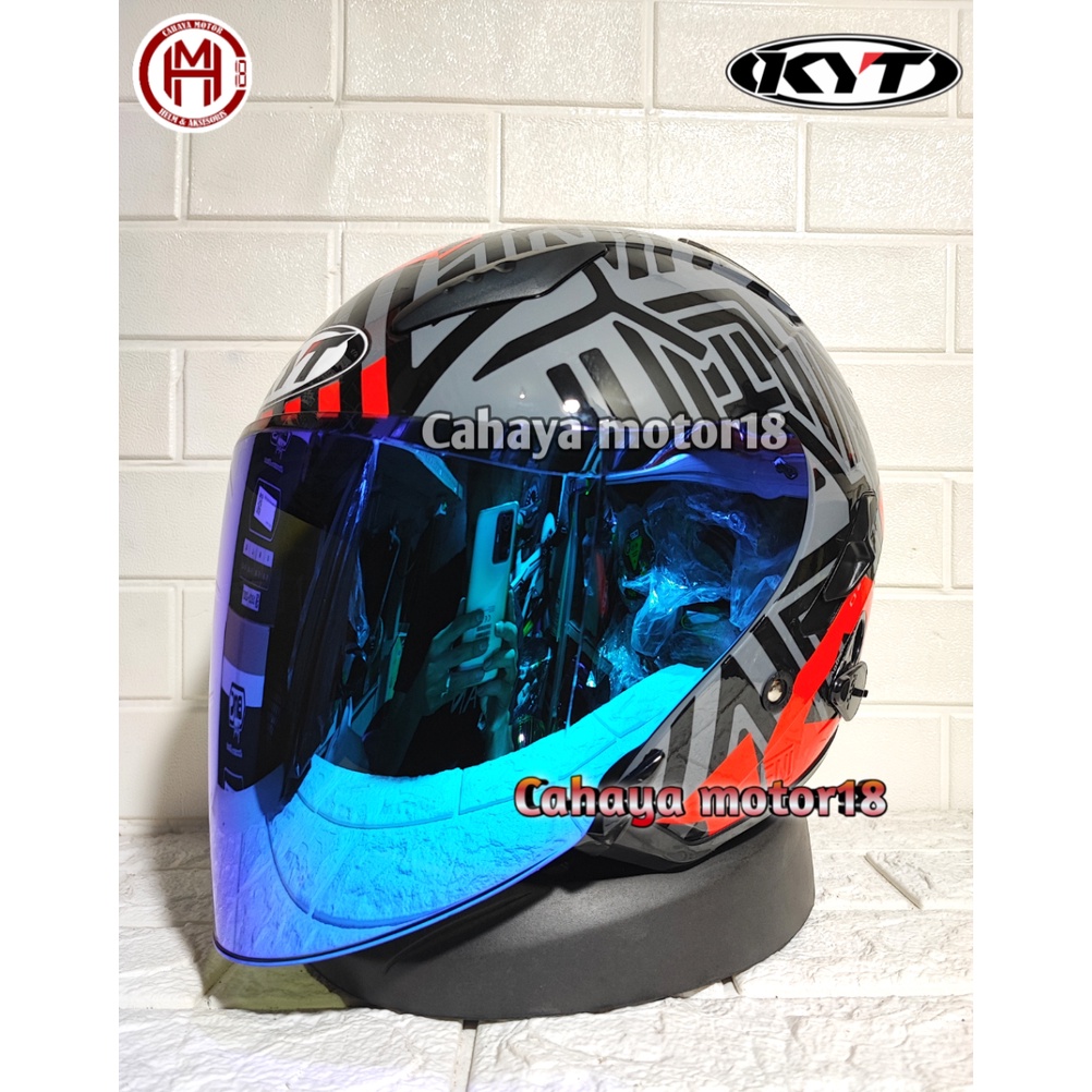 Jual HELM KYT GALAXY FLAT R NEON GUNMETAL RED|HELEM HALF FACE KYT ...