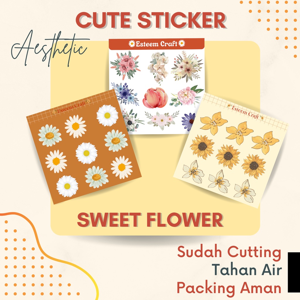 Jual Sticker Flower Sticker Aesthetic Stiker Tumblr Sticker Deco Laptop ...