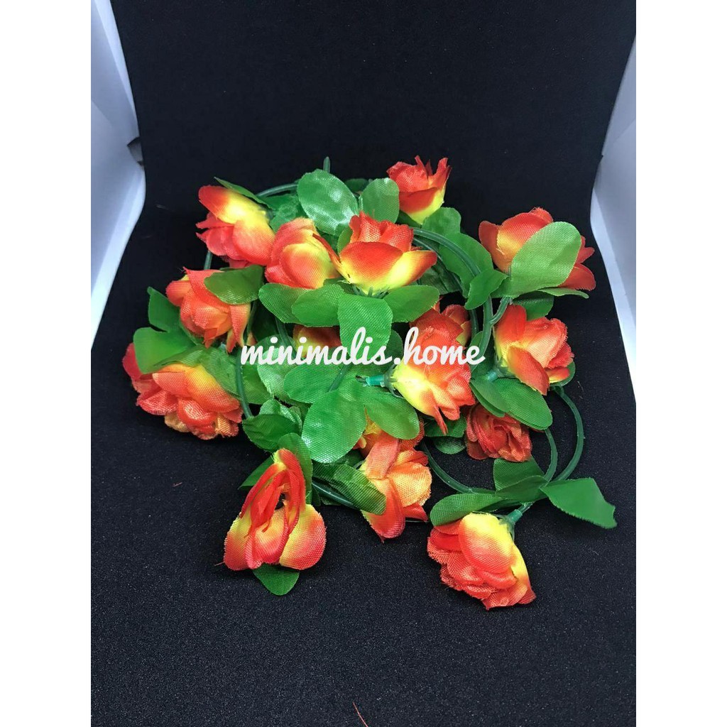 Jual Bunga Rambat Palsu Bunga Juntai Plastik Daun Imitasi Mawar Rose ...