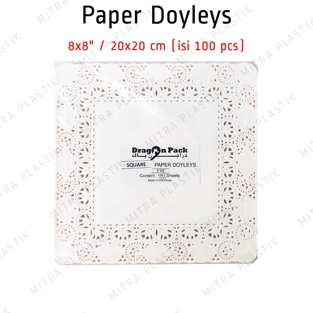 Jual (isi 100 pcs) Paper Doyleys 8x8" Inch Kertas Doilies Kotak 20 cm ...