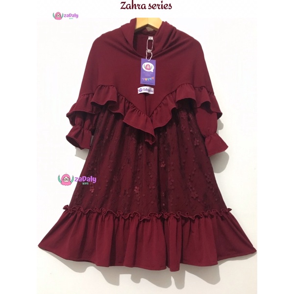 Jual gamis anak tile bunga Zahra series/gamis anak brukat Maroon-gamis ...