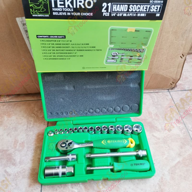 Jual kunci sok 21 pcs TEKIRO kunci shock socket set 1/4 - 3/8 kunci sock set | Shopee Indonesia