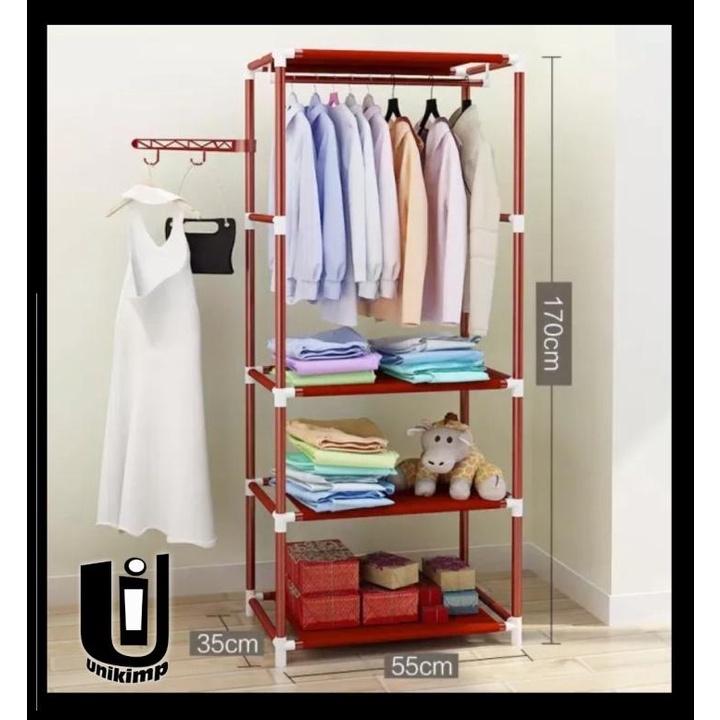 Jual Rak Besi Stand Hanger Tingkat Portable Rak Gantungan Baju Handuk ...