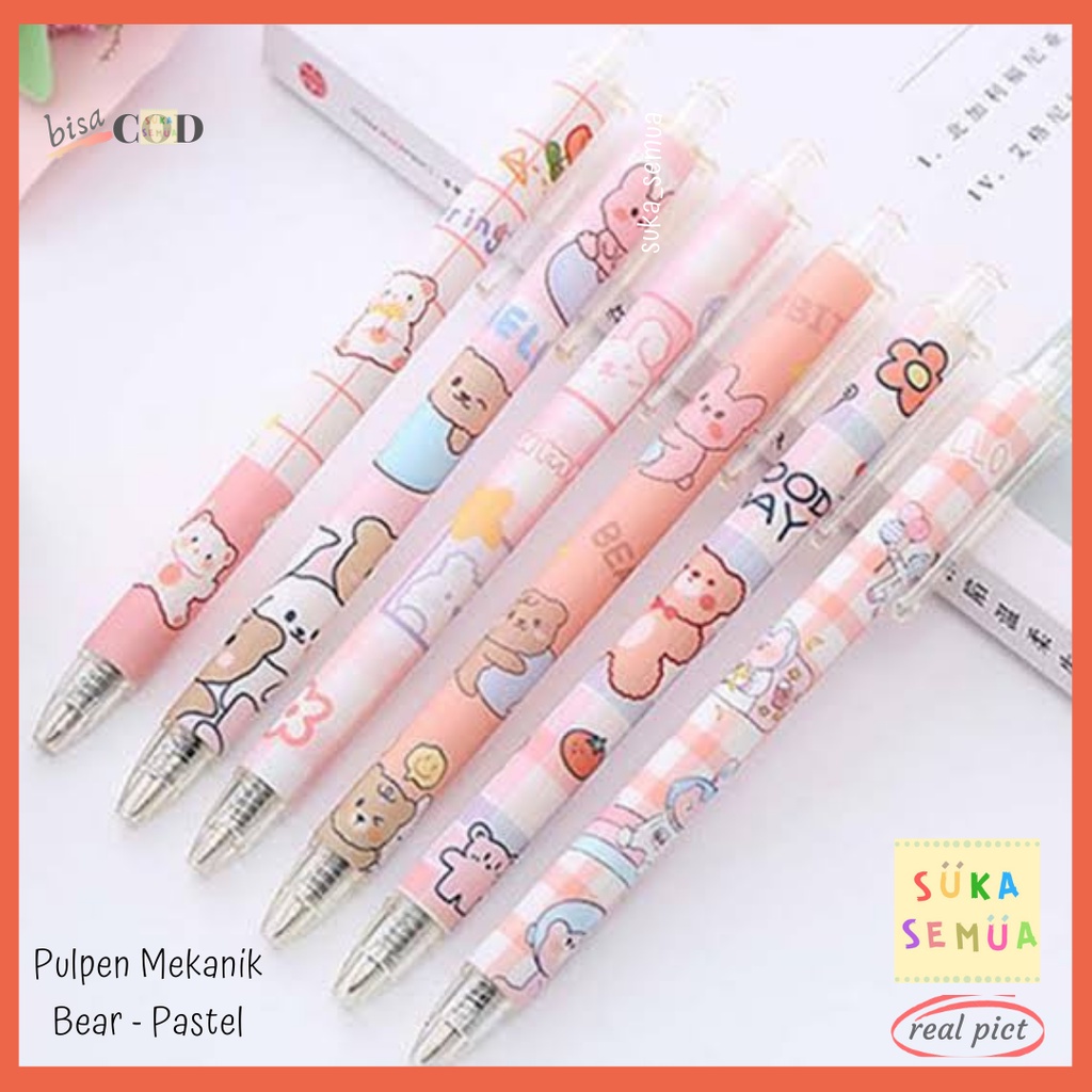 Jual Pulpen Mekanik BEAR Pastel // Retractable Pen Pena Cetek Bolpen ...