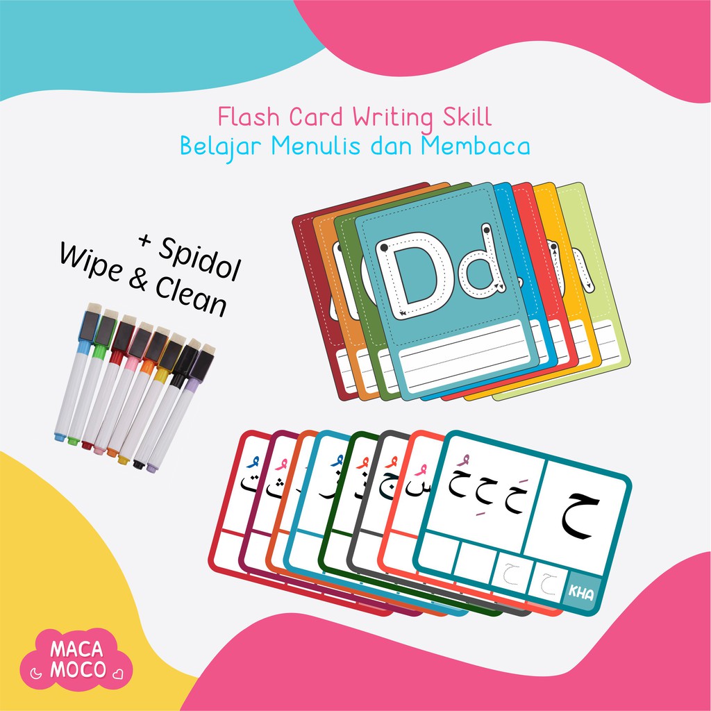Jual Flash Card & Spidol Wipe and Clean Belajar Membaca dan Menulis ...