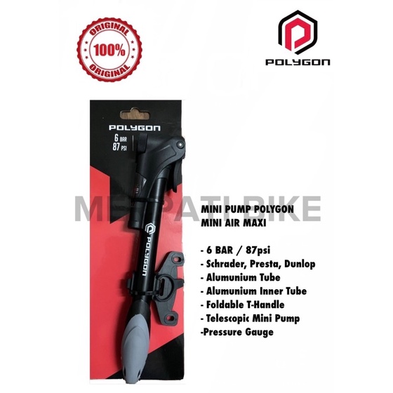 Jual Pompa Tangan Sepeda Polygon Mini Air Maxi With Gauge Pompa ...