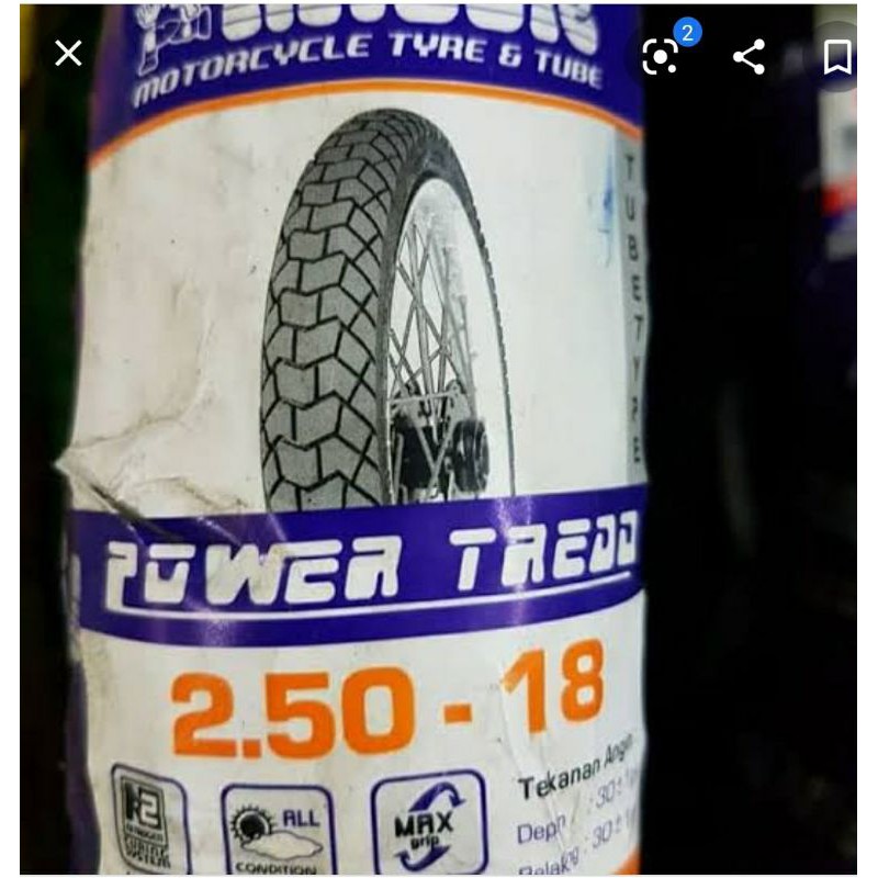 Jual ban luar mizzle power tread 250 x 18 (bukan tubeless) | Shopee ...