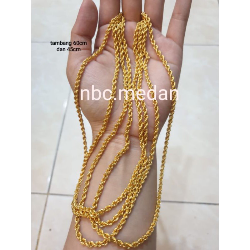 Jual Rantai kalung model tambang lapis emas 24k dan lapis kristal ...