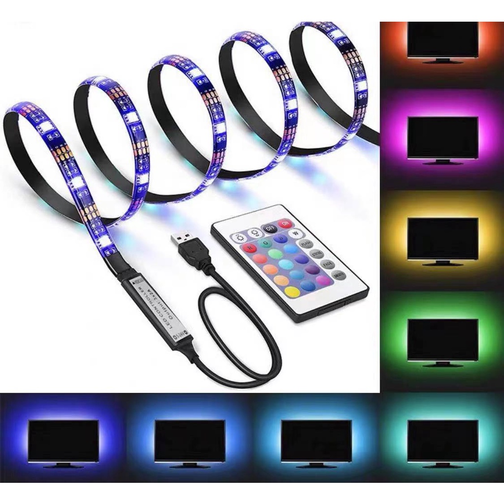 Jual LED Strip Lampu RGB USB DC 5V SMD 5050 + Remote Indoor PC TV ...