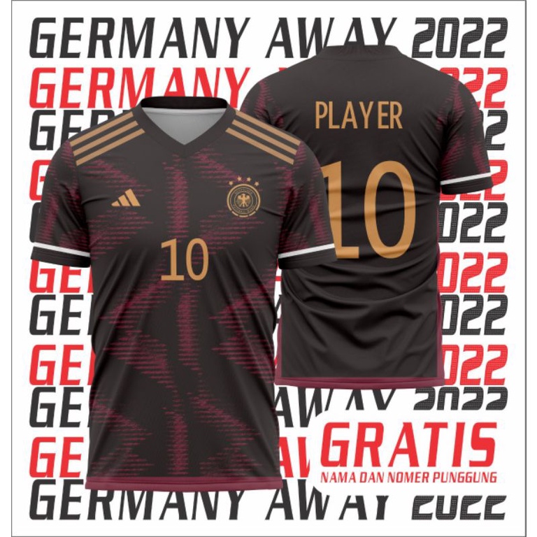 Jual Jersey Jerman Away 2022 Full Printing (Gratis nama dan nomor punggung) | Shopee Indonesia