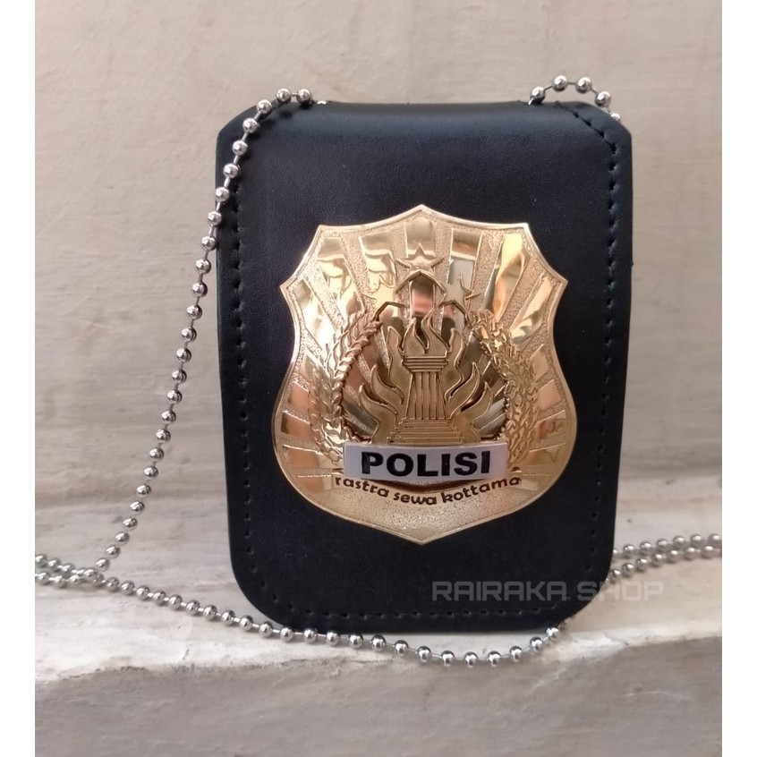 Jual Dompet Kalung Lencana Polisi Dompet Kartu KTA Polisi Kulit Sepaket ...