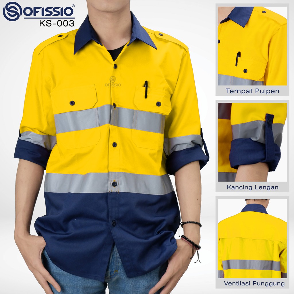 Jual Kemeja Seragam Safety Scothlight Ofissio KS-003- BISA BORDIR min 8pc | Shopee Indonesia