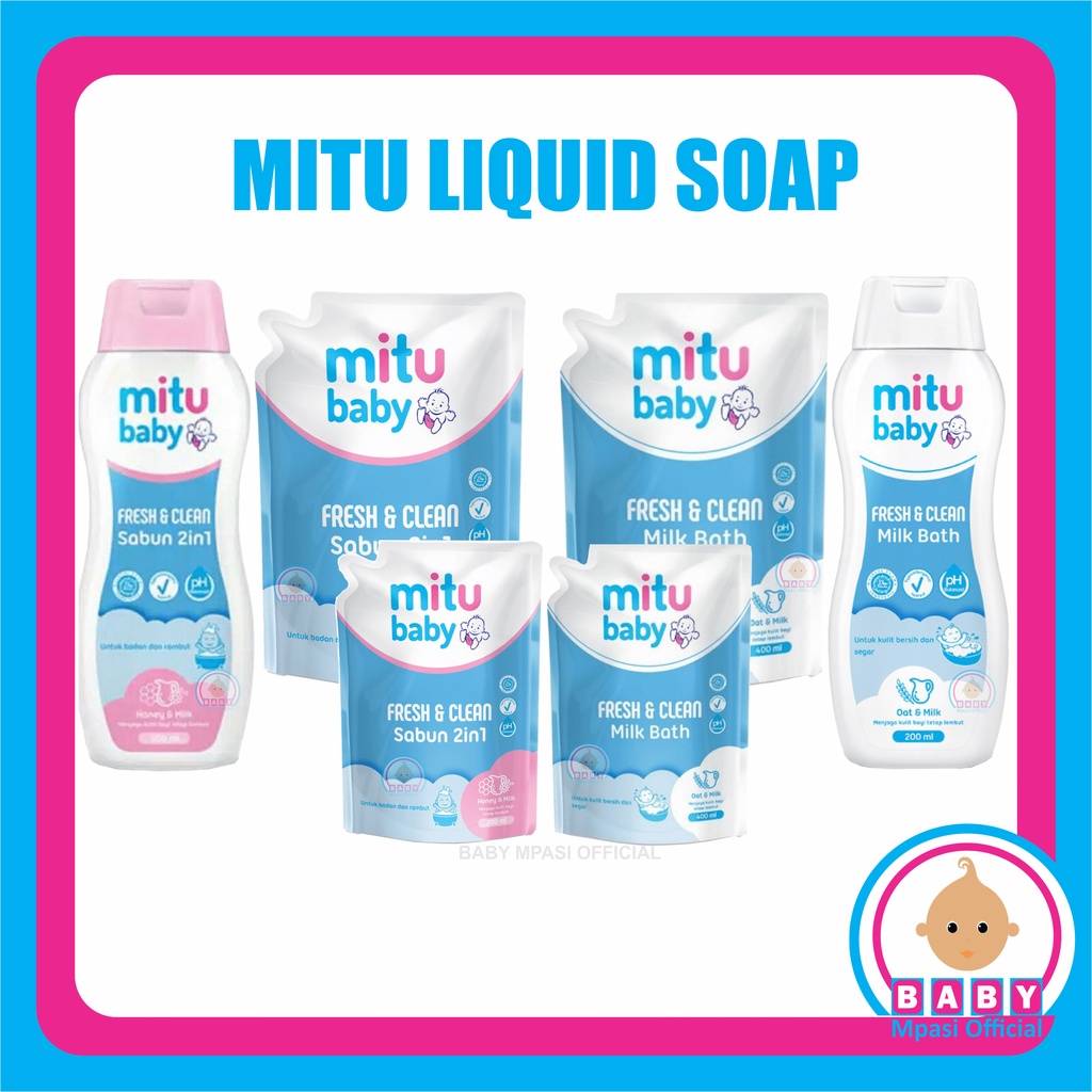 Jual Mitu Liquid Soap 2 in 1 dan Milk Bath Kemasan Botol 200ml & Refill ...