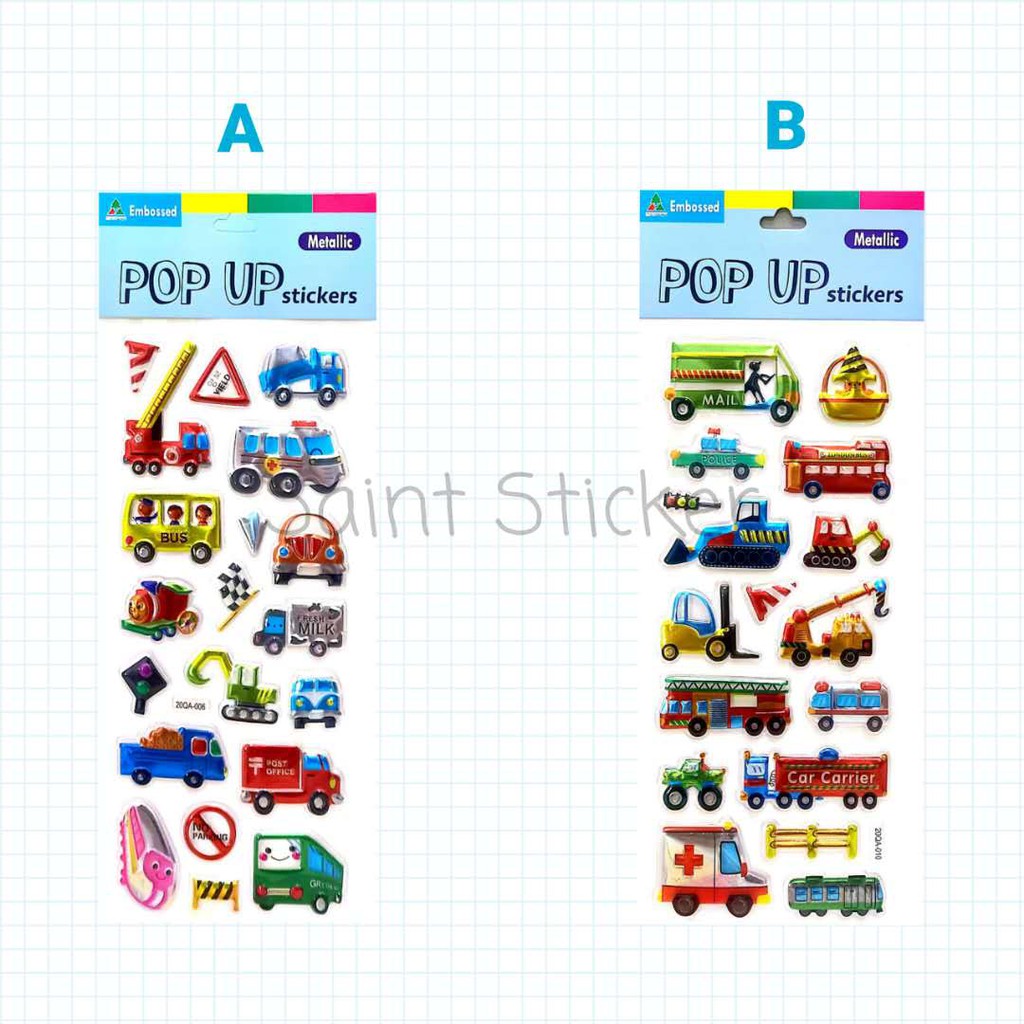 Jual Stiker Timbul Pop Up Sticker Gambar Tempel Anak Edisi Mobil Truk ...