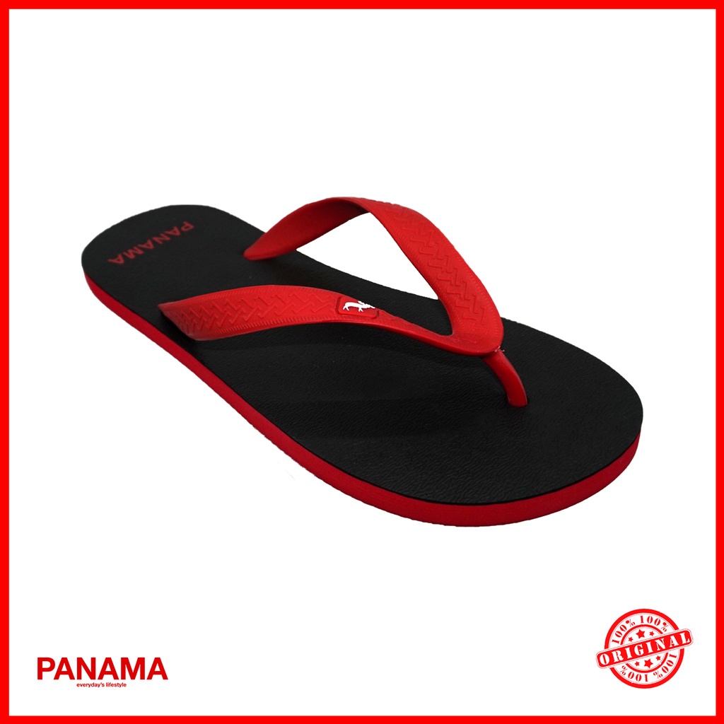 Jual Panama Mono Male MCM01 Black / Red Sandal Jepit Cowok Sendal Karet ...