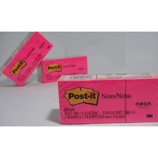 Jual POST IT 653 AN STICK NOTES NEON 1.5 X 2 (12 PADS) | Shopee Indonesia