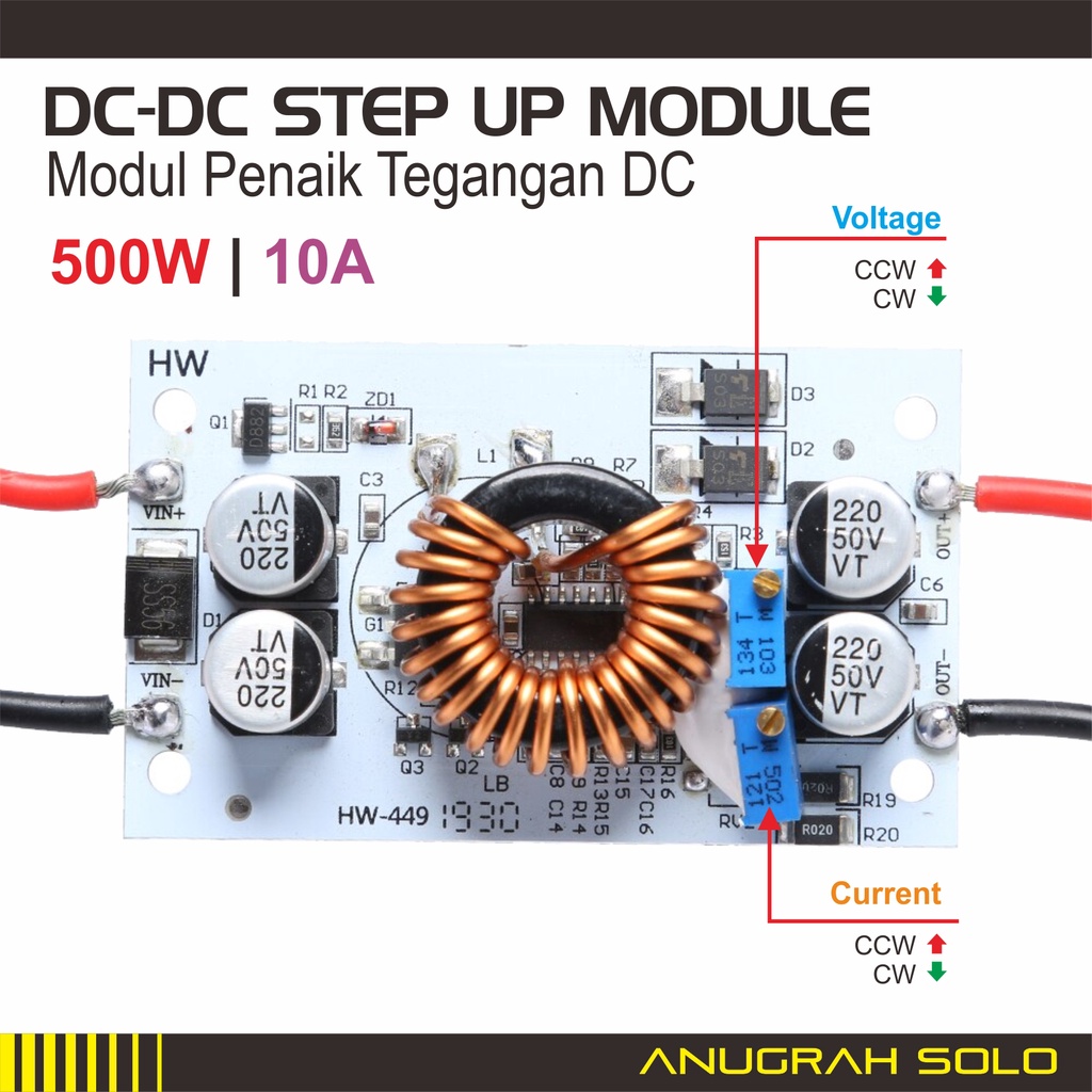 Jual DC Step Up Boost Modul Penaik Tegangan DC 500W 10A | Shopee Indonesia