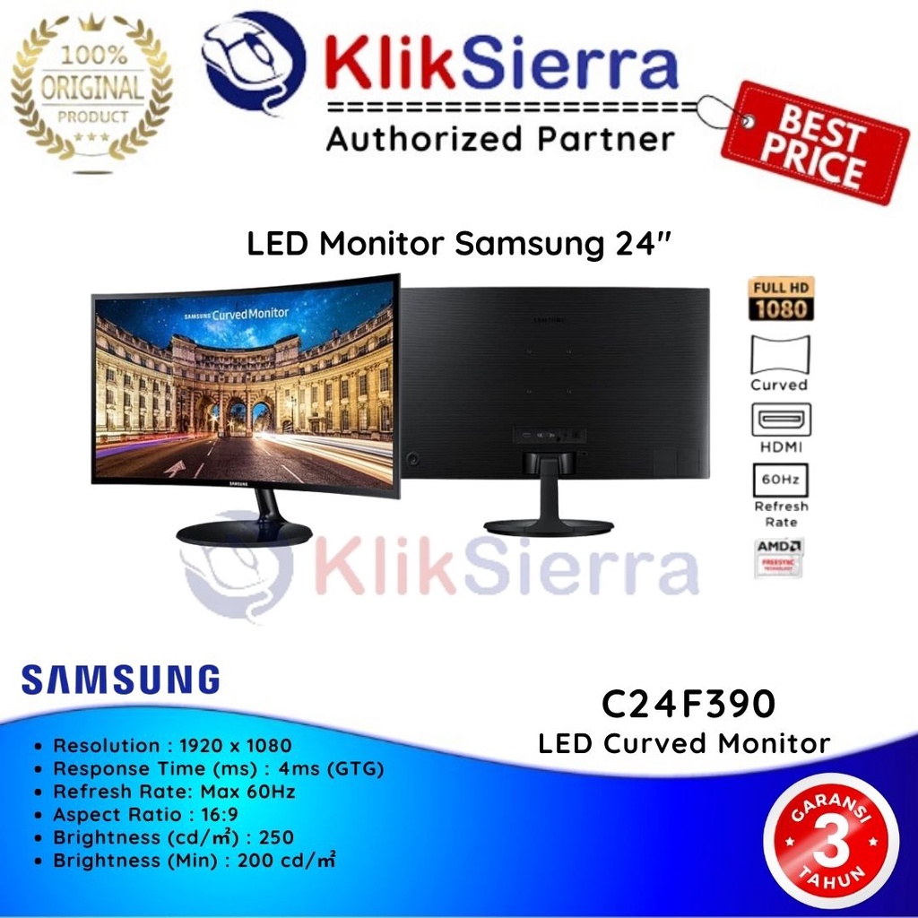 Jual SAMSUNG 24" inch LC24F390FHE LED Curved Monitor LC24F390 C24F390 ...