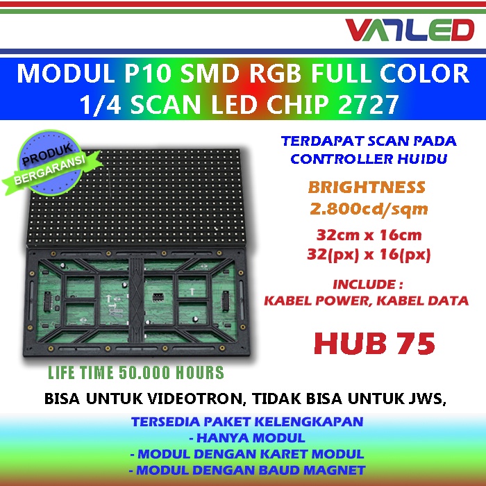 Jual Panel Modul Module Running Text P10 RGB Full Color SMD 1/4 Scan ...