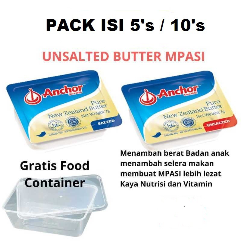 Jual Butter Anchor Unsalted\Salted MPASI 7gr Minidish Mentega Bayi Free ...