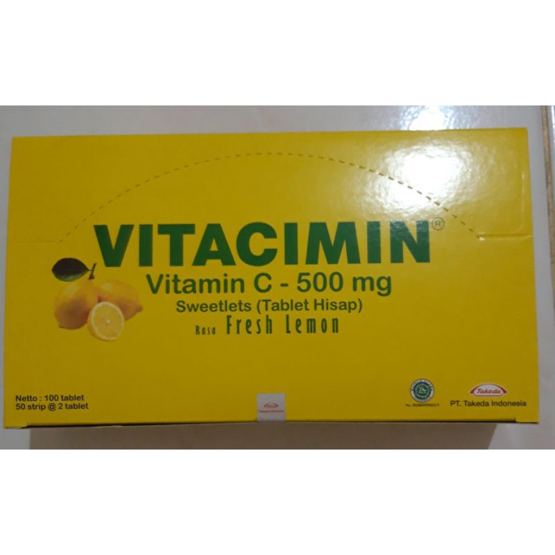 Jual Vitacimin vitamin C 500mg tablet hisap 1 box isi 100 tablet rasa ...