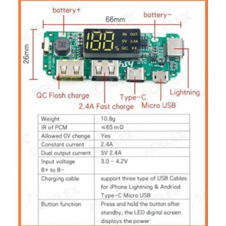 Jual CIRCUIT MODUL POWER BANK LCD USB 5V 2.4A CHARGER | Shopee Indonesia