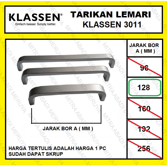 Jual Tarikan Lemari Tarikan Laci Handle KLASSEN-BT-3011-128 | Shopee ...