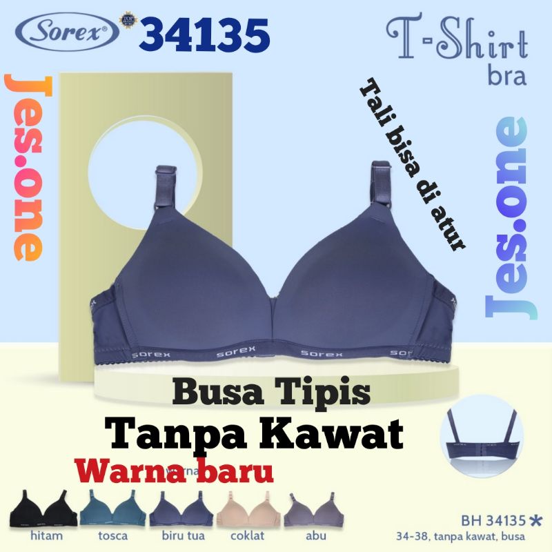 Jual SOREX 34135 Bra BH Tanpa Kawat Busa Tipis Cup A Kait 3 sz 34 - 38 | Shopee Indonesia