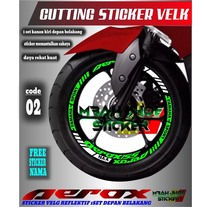 Jual sticker velk,list velg,cutting sticker velk yamaha AEROX | Shopee ...
