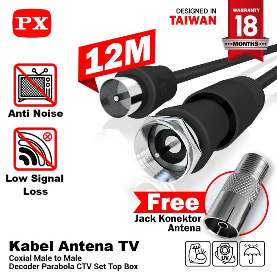 Jual Kabel Antena TV 12 Meter PX Coaxial Cable PX 12M | Shopee Indonesia