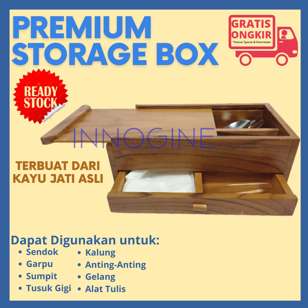 Jual Kotak kayu perhiasan kayu Jati Restoran Simpan Sendok Garpu Sumpit ...
